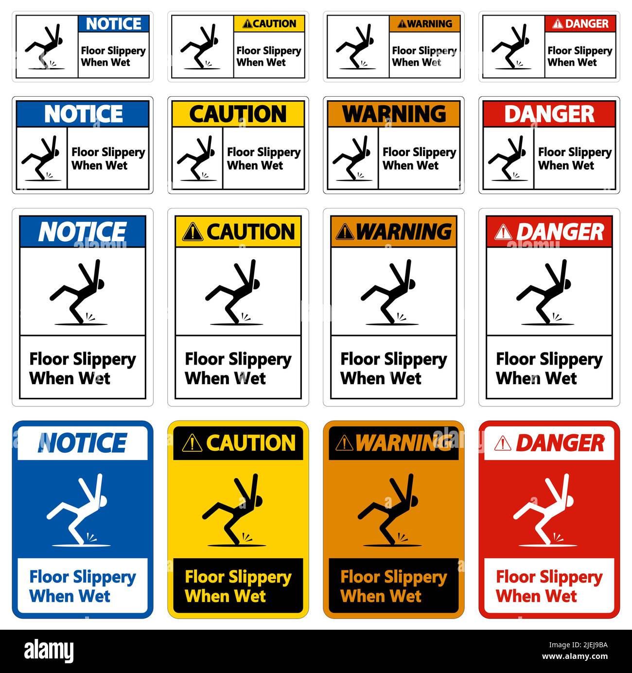 Warning Slippery When Wet Sign on white background Stock Vector Image ...