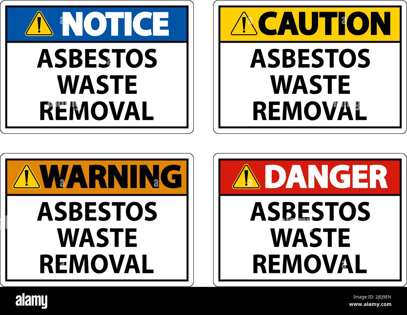Danger Asbestos Waste Removal Sign On White Background Stock Vector ...
