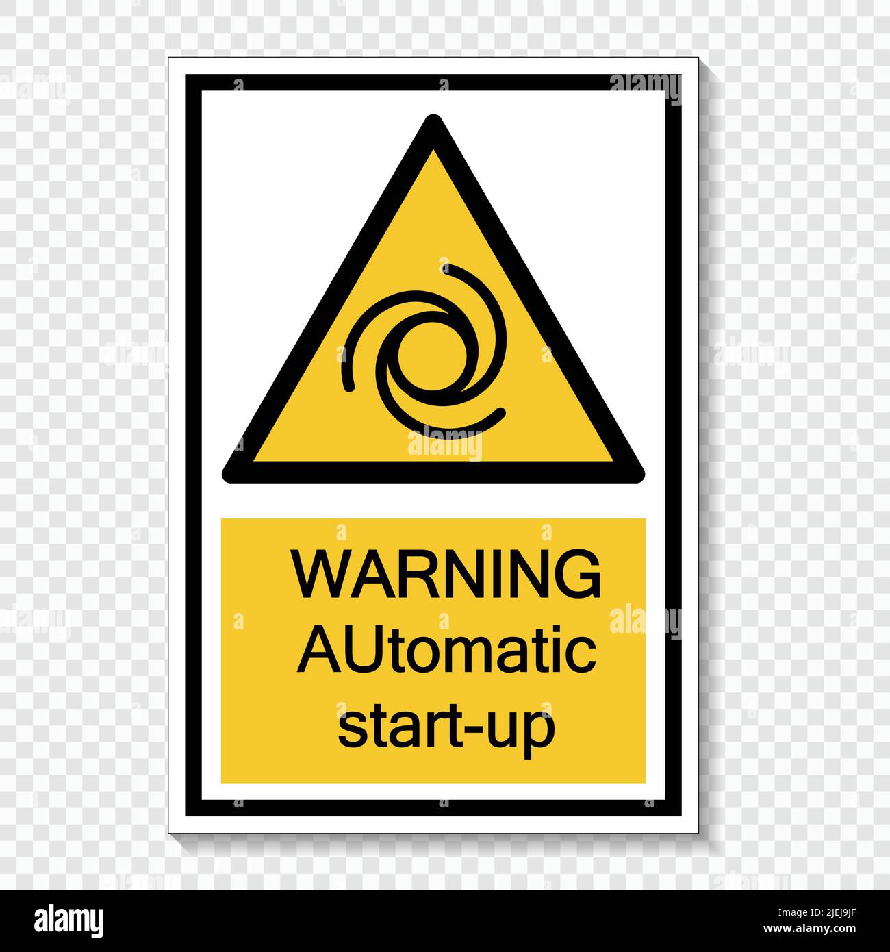 Symbol Warning automatic start-up sign label on transparent background ...