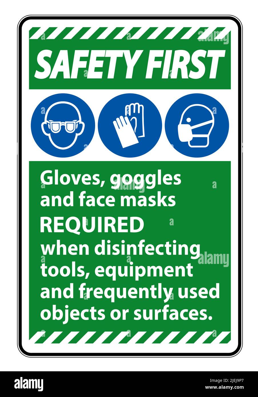 Safety First Gloves,Goggles,And Face Masks Required Sign On White ...