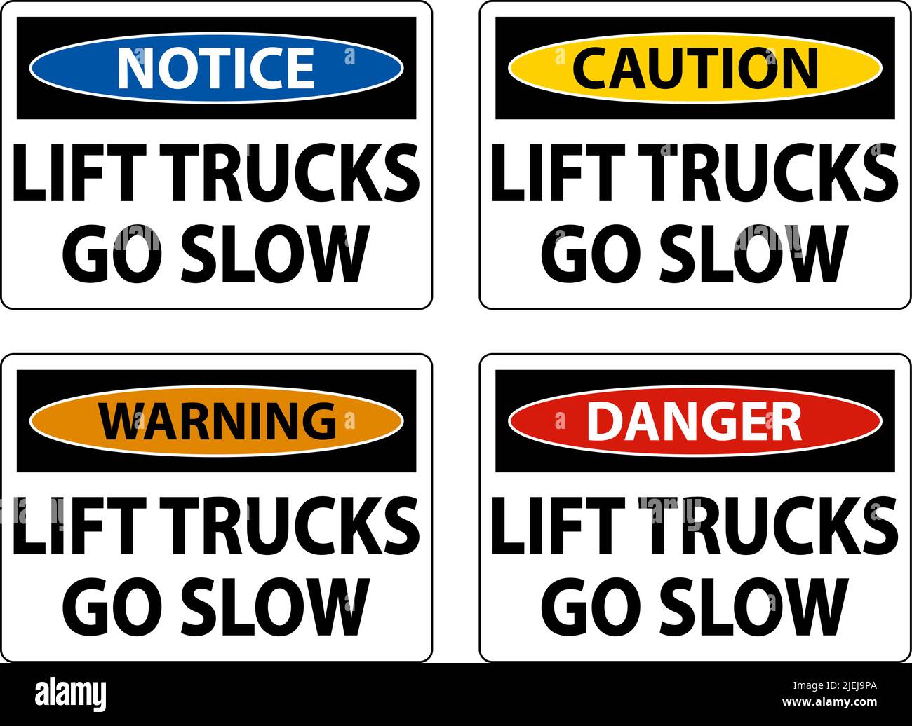 Caution Lift Trucks Go Slow Sign On White Background Stock Vector Image ...