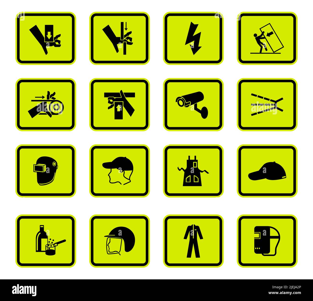 Warning Hazard Symbols labels Sign Isolated on White Background,Vector ...