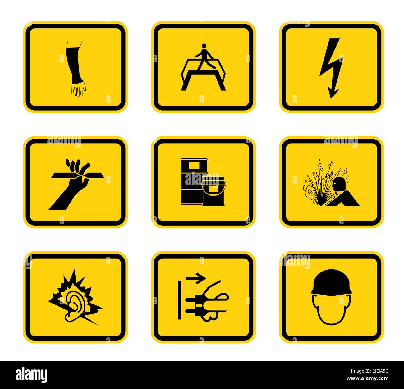 Warning Hazard Symbols labels Sign Isolated on White Background,Vector ...