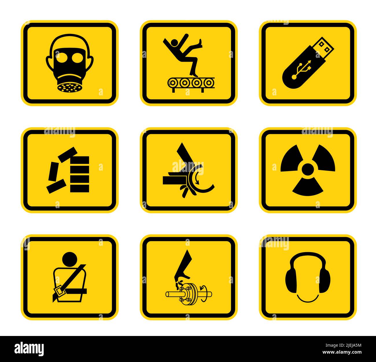 Warning Hazard Symbols labels Sign Isolated on White Background,Vector ...