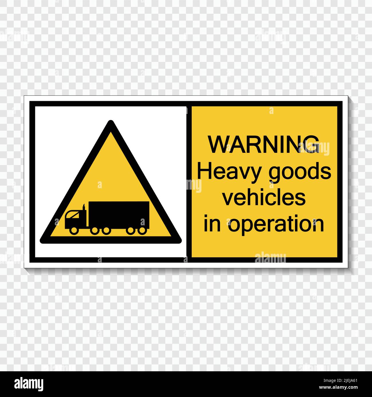 Symbol Warning heavy goods vehicles in operation sign label on ...