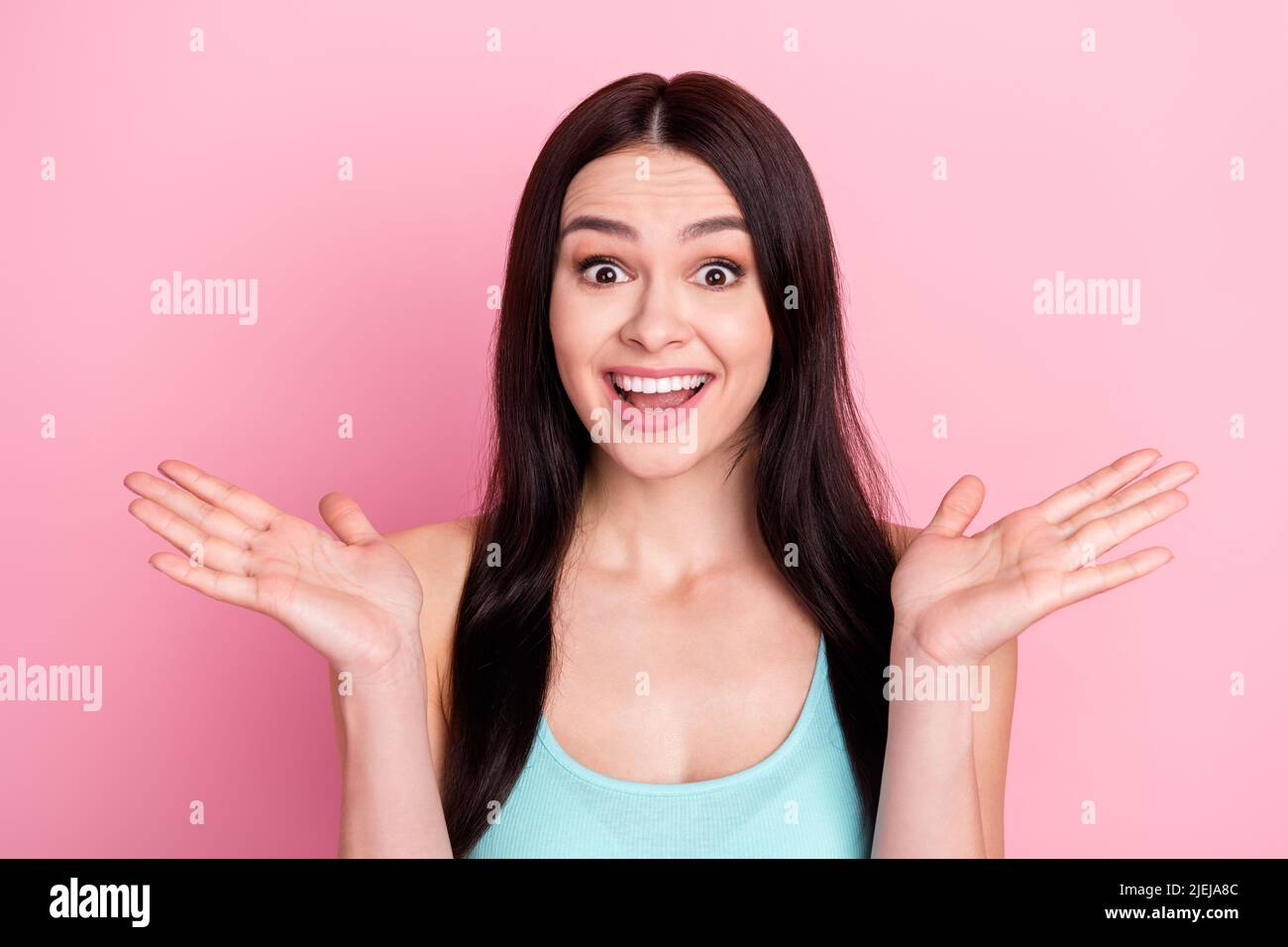 Photo of young excited girl happy positive smile amazed excited ...