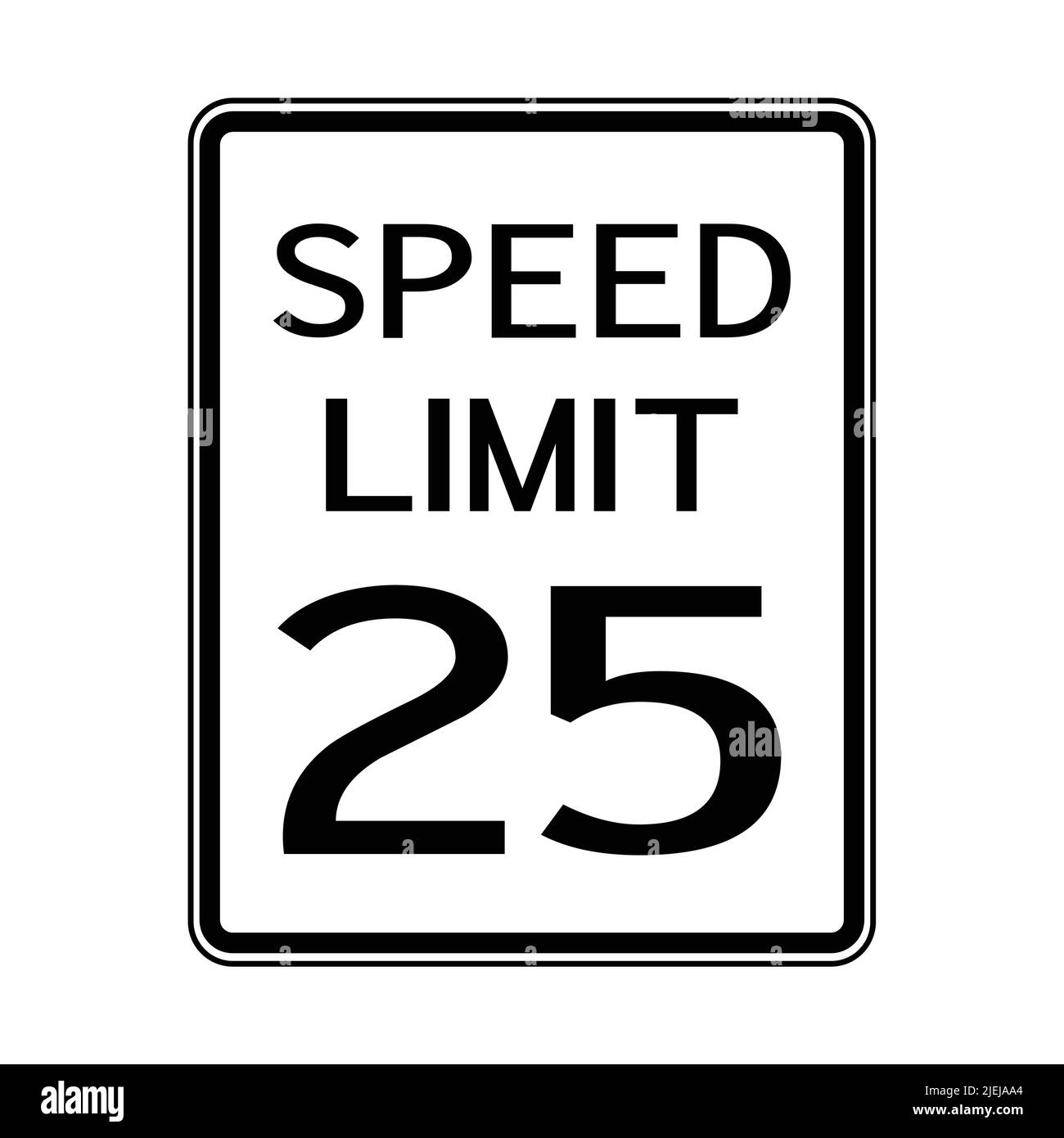 USA Road Traffic Transportation Sign: Speed Limit 25 On White ...
