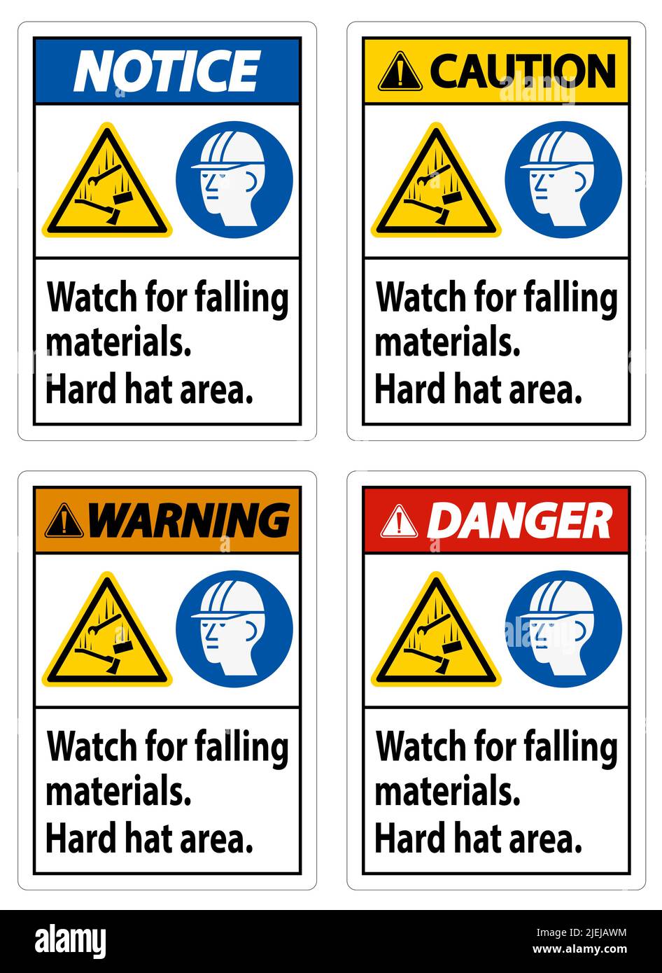 Warning Sign Watch For Falling Materials, Hard Hat Area Stock Vector ...
