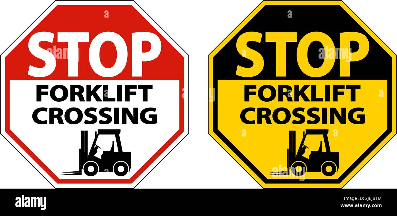 Stop Forklift Crossing Sign On White Background Stock Vector Image ...