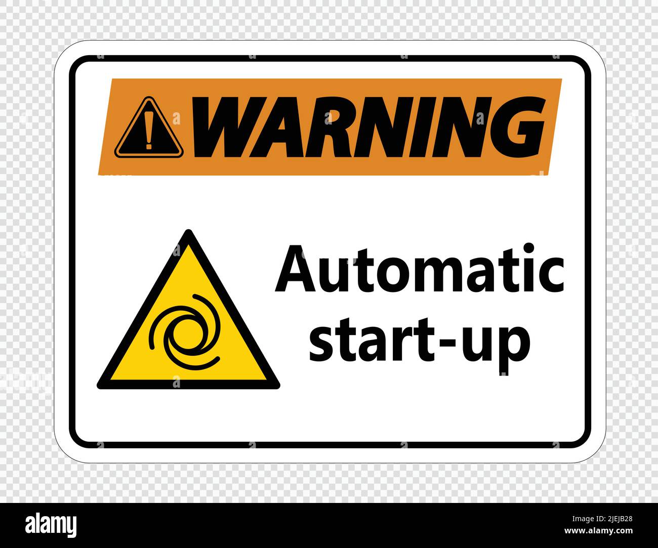 Warning automatic start-up sign on transparent background,vector ...