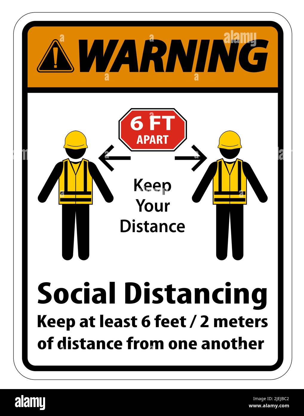 Warning Social Distancing Construction Sign Isolate On White Background ...