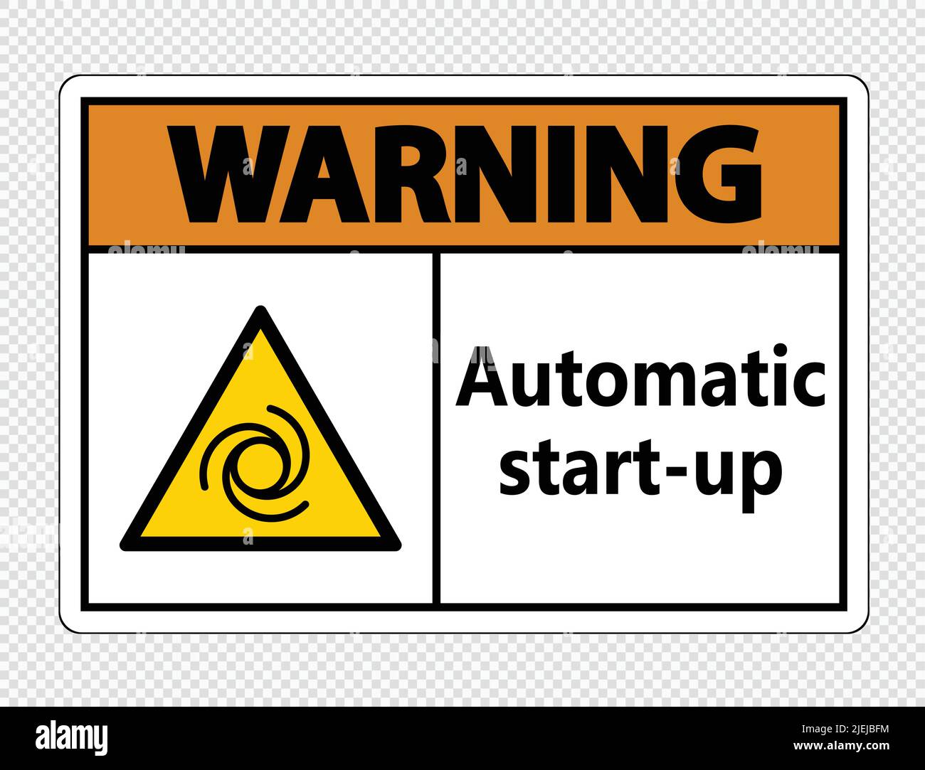Warning automatic start-up sign on transparent background,vector ...