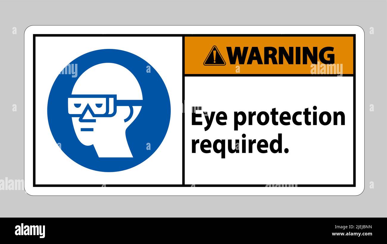 Warning Sign Eye Protection Required on white background Stock Vector ...