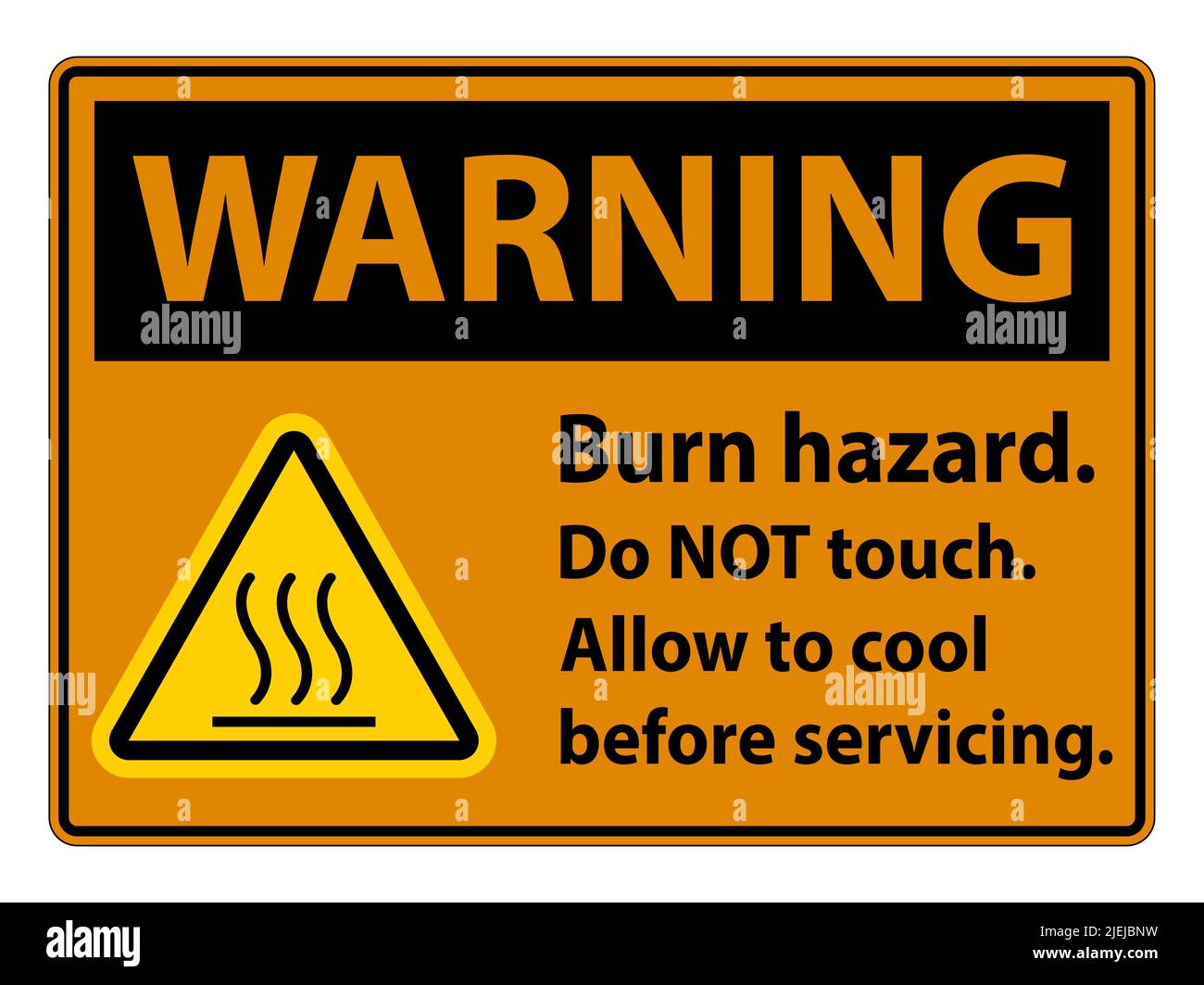 Warning Burn hazard safety,Do not touch label Sign on white background ...