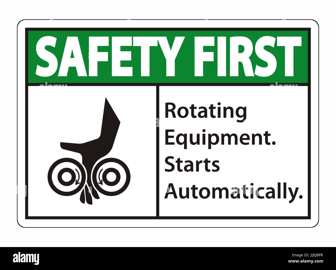 Rotating Equipment.Starts Automatically Symbol Sign Isolate on White ... Rotating Equipment.Starts Automatically Symbol Sign Isolate on White ...