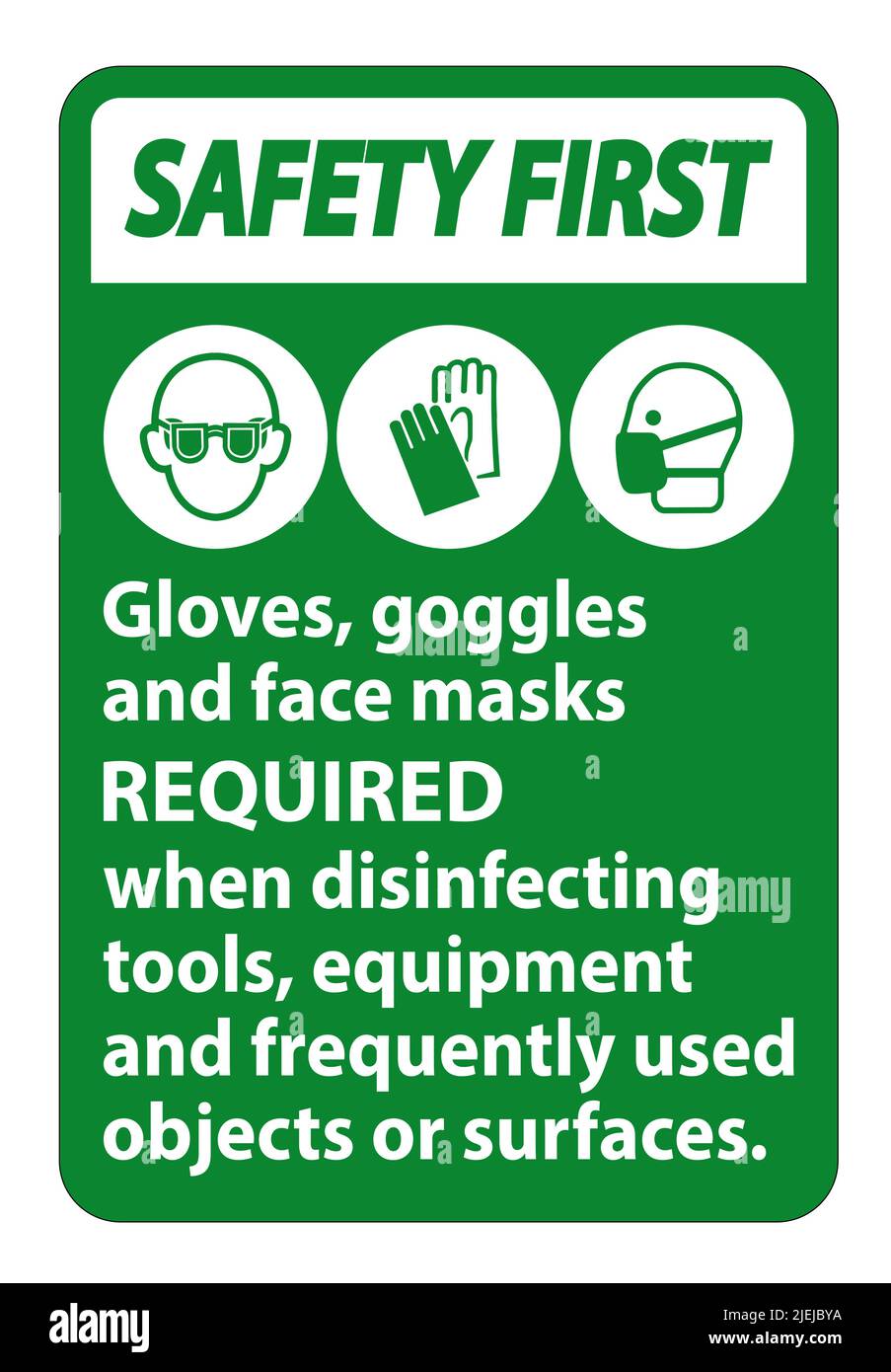 Safety First Gloves,Goggles,And Face Masks Required Sign On White ...
