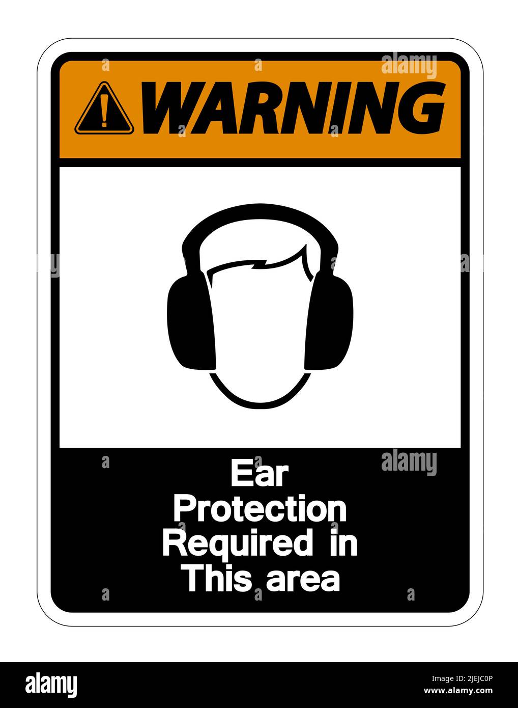 Warning Ear Protection Required In This Area Symbol Sign on white ...