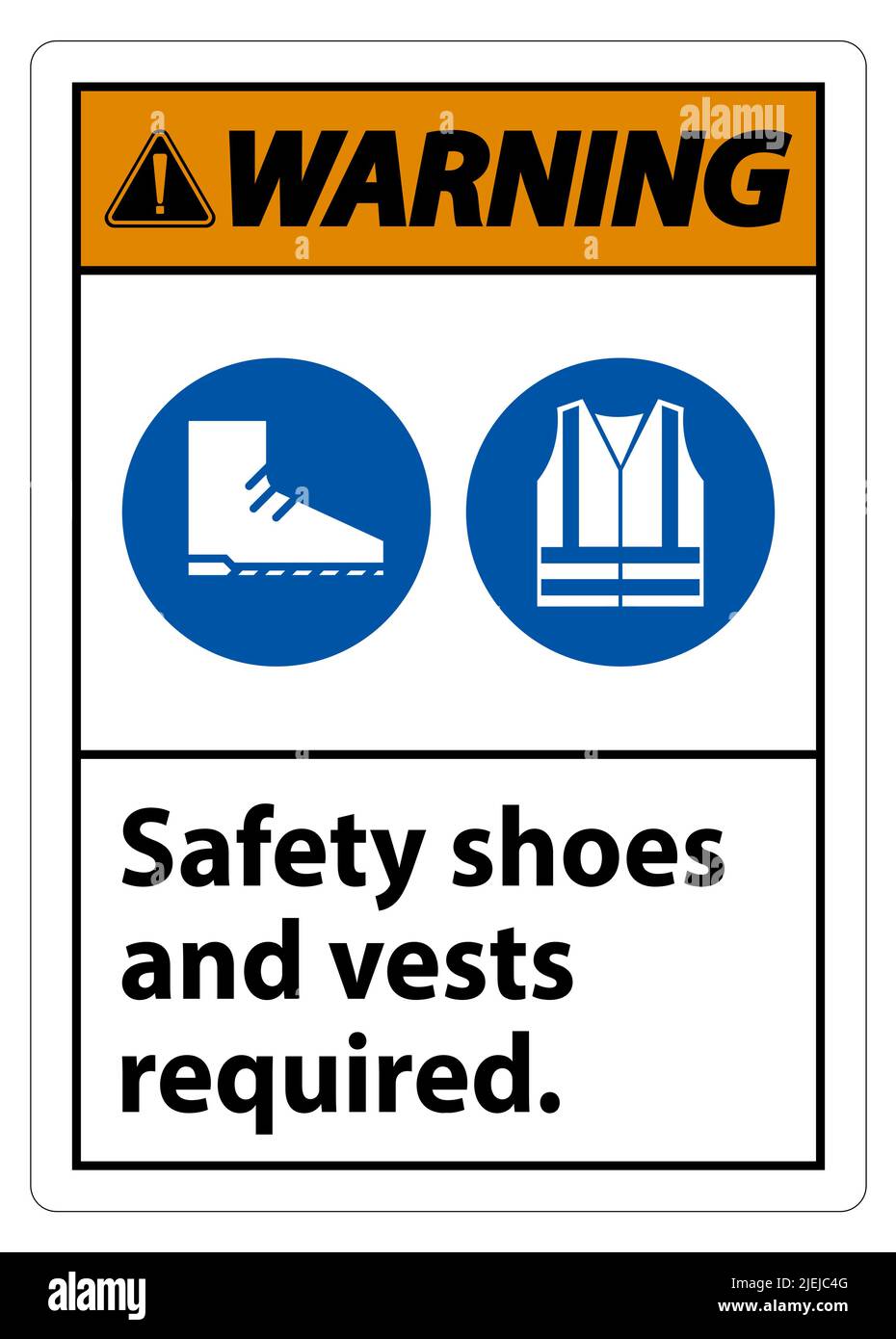 Warning Sign Safety Shoes And Vest Required With PPE Symbols on White ...