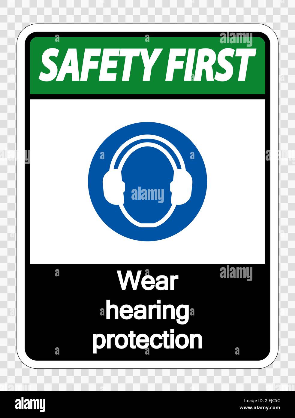 Safety first Wear hearing protection on transparent background,vector ...