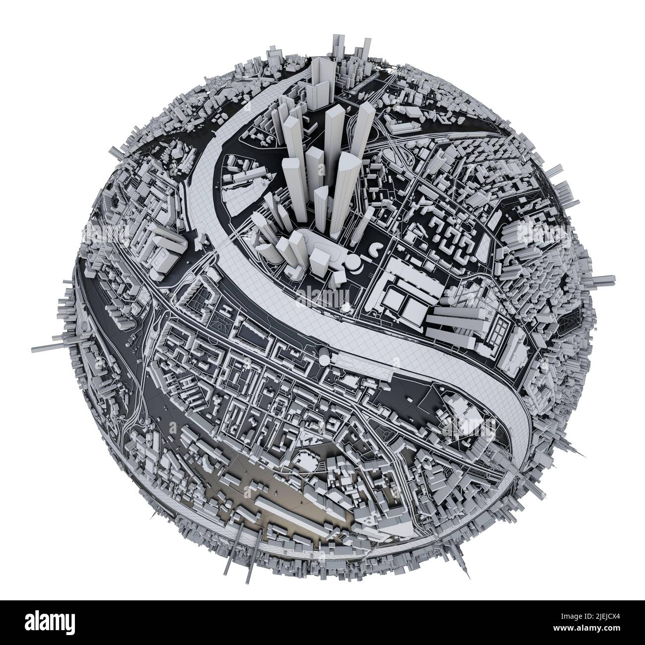 City on small planet. Architecture concept Stock Photo - Alamy