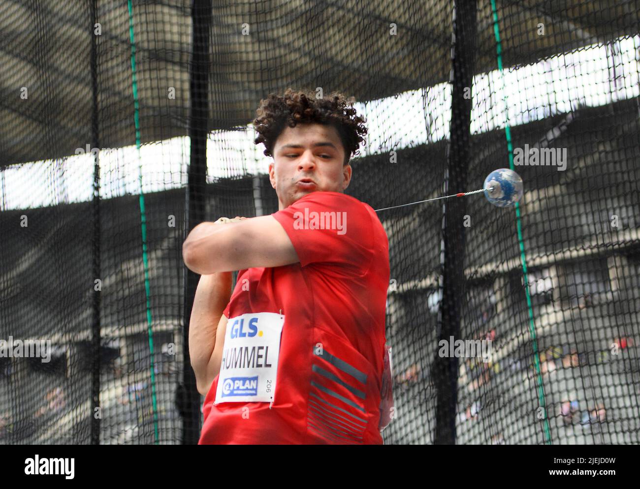 Winner Merlin HUMMEL (UAC Kulmbach/ 1st place), action. Men's hammer ...