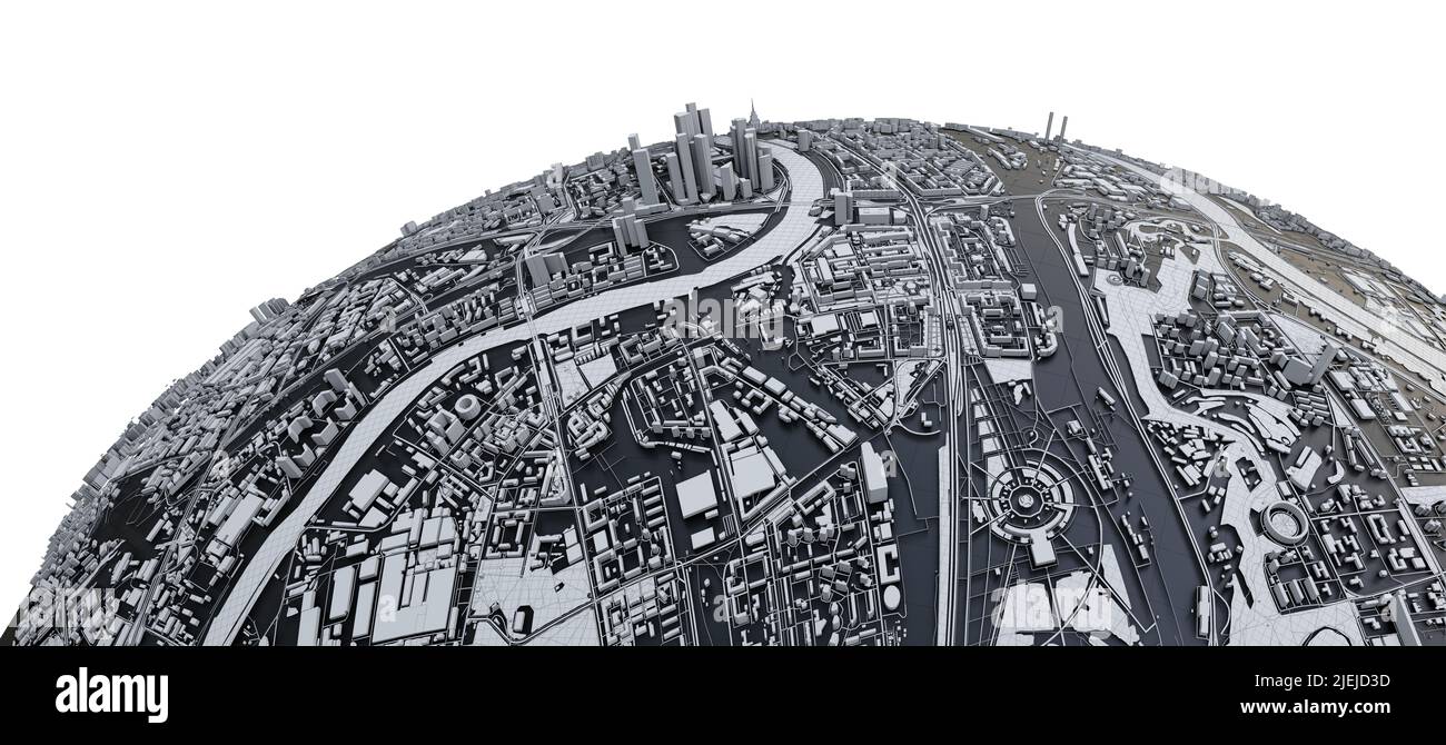 City on small planet. Architecture concept Stock Photo - Alamy