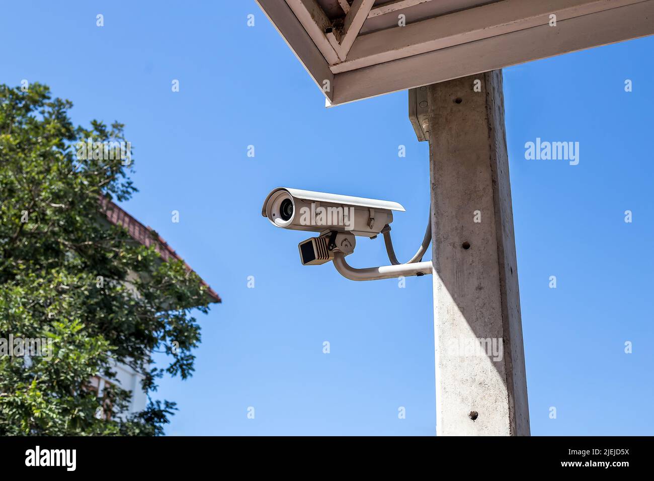 CCTV camera installed outside the building safety protection concept ...