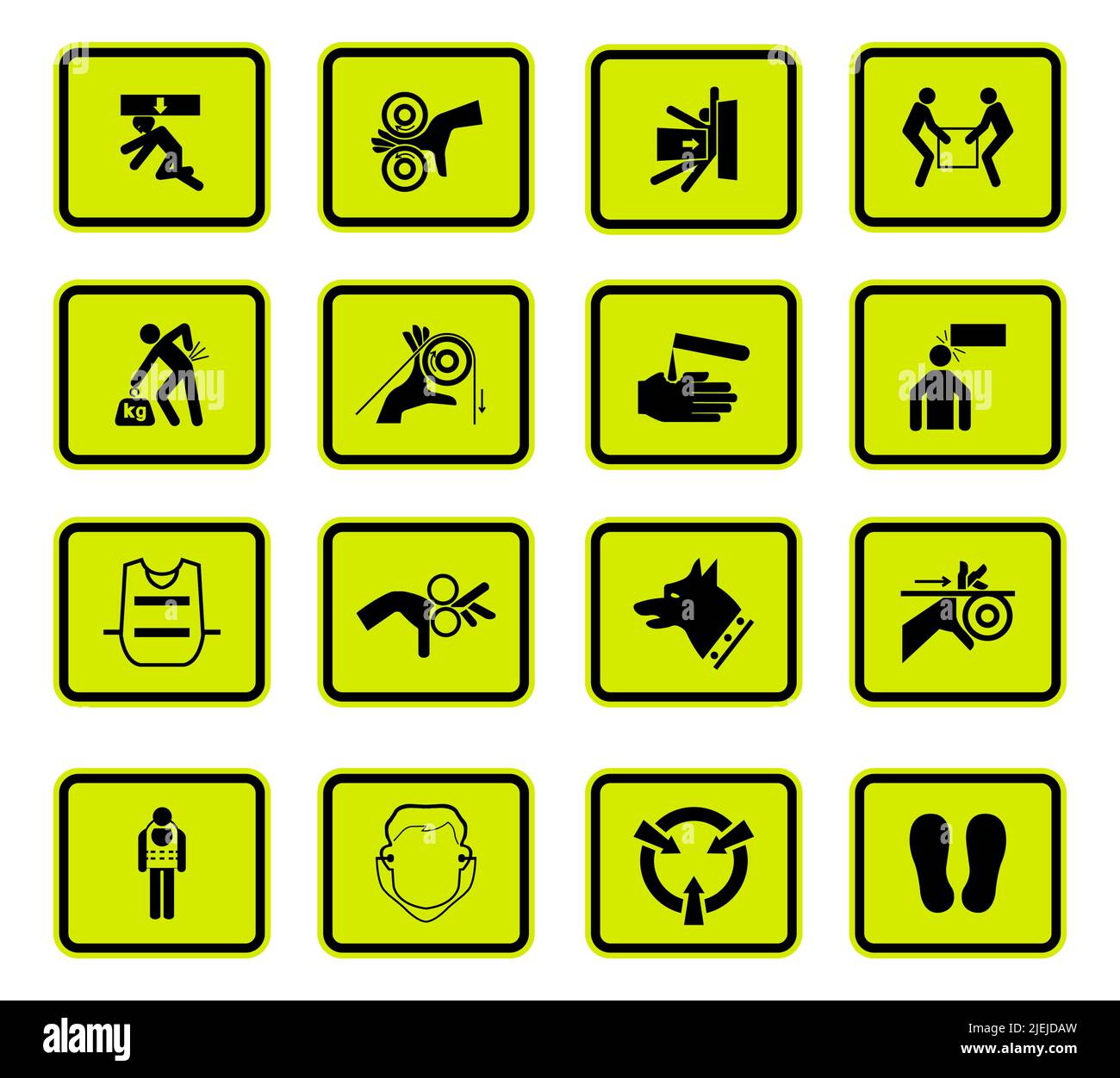 Warning Hazard Symbols labels Sign Isolated on White Background,Vector ...