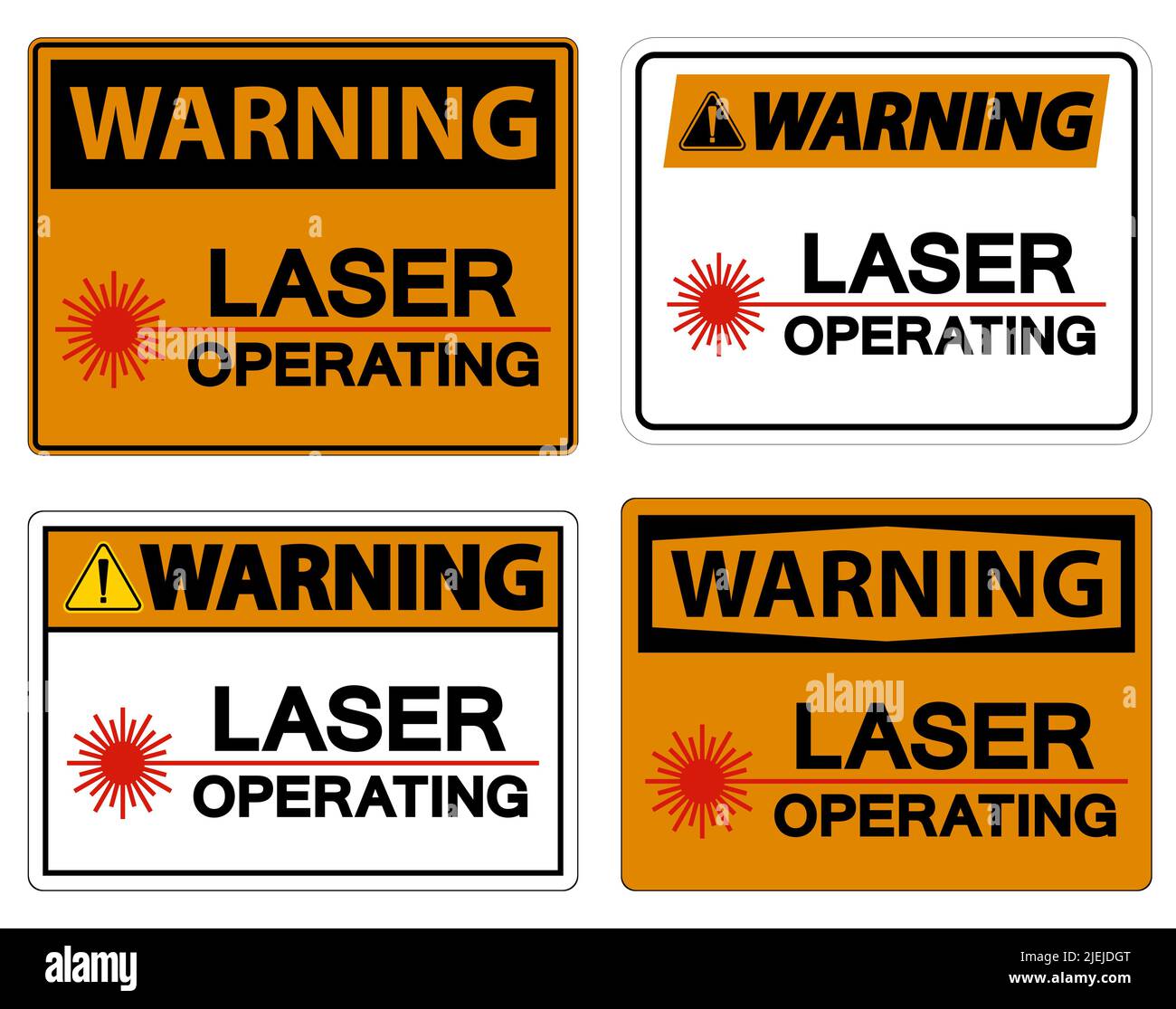 Warning Safety Sign Laser Operating On White Background Stock Vector ...