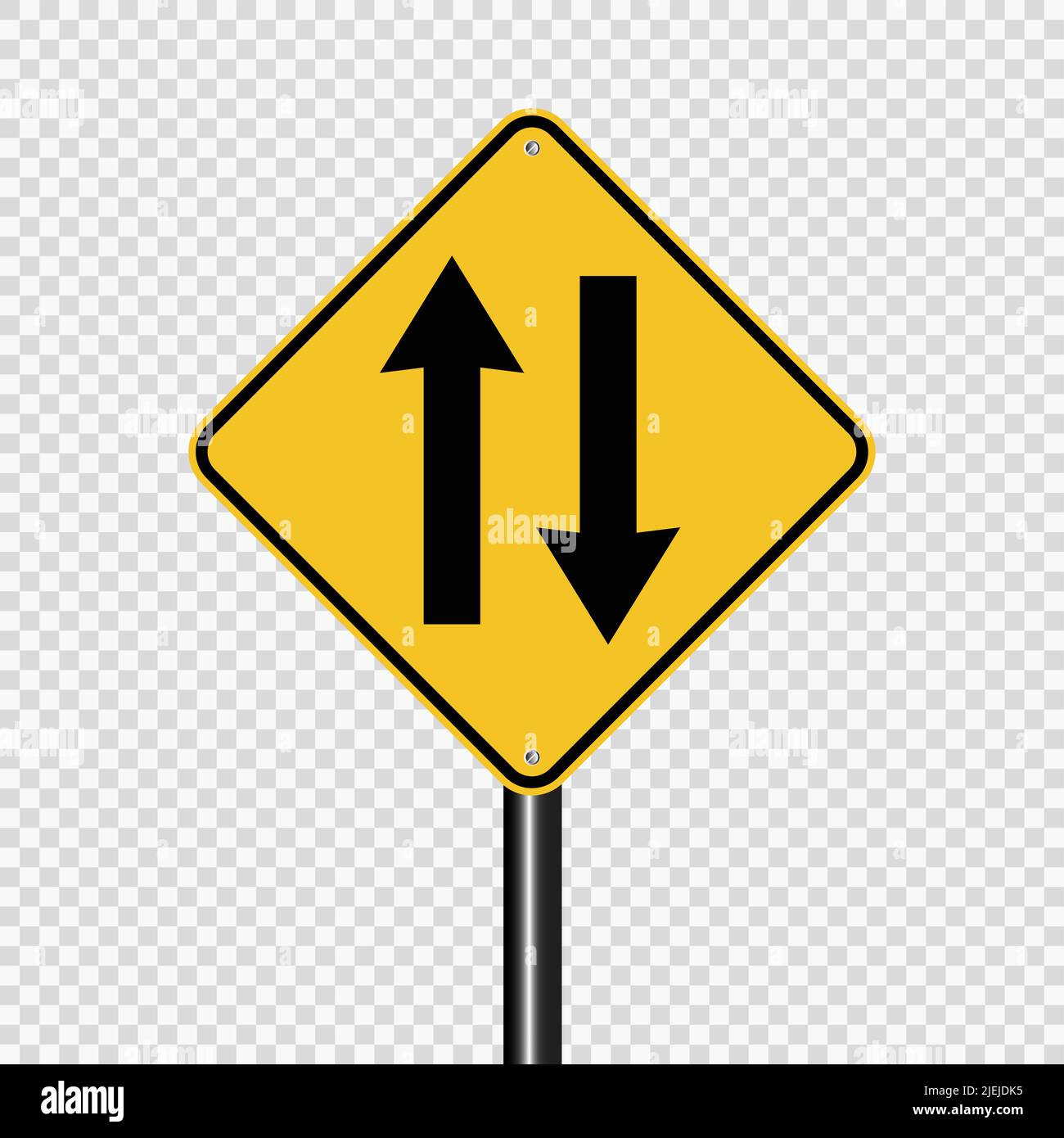 Two way traffic ahead sign on transparent background,vector ...