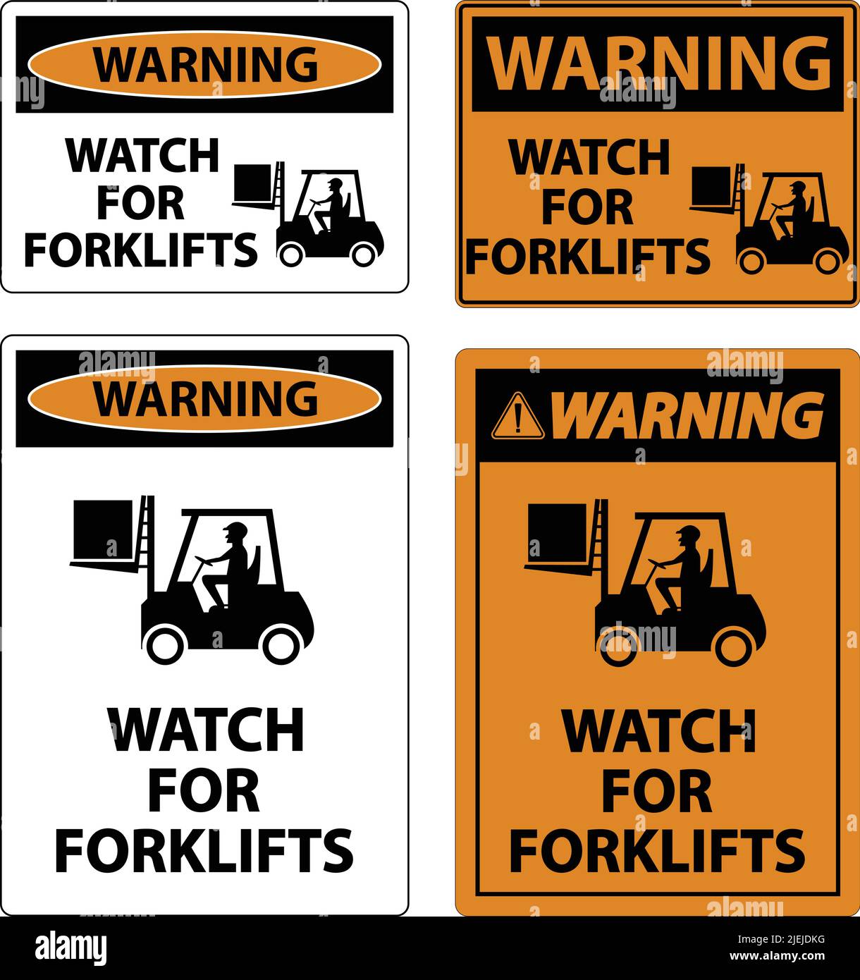 Warning Watch For Forklifts Sign On White Background Stock Vector Image ...