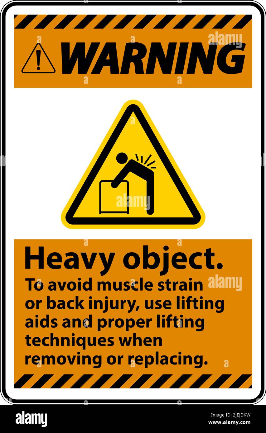 Warning Heavy Object Use Lifting Aids Label On White Background Stock ...