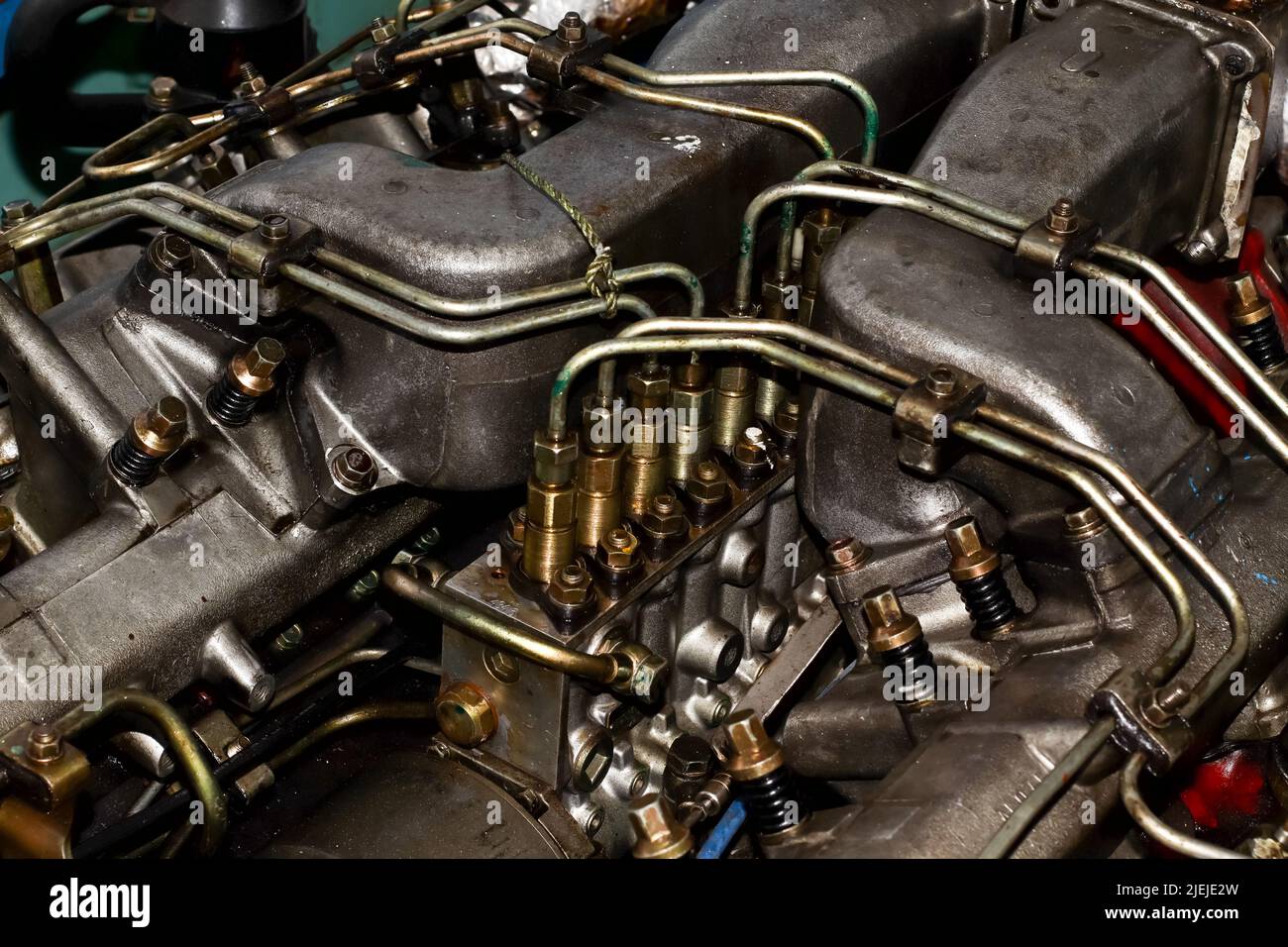 Big engine and oil stain of ship Stock Photo - Alamy