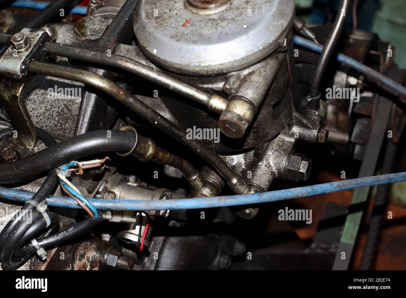 Big engine and oil stain of ship Stock Photo - Alamy