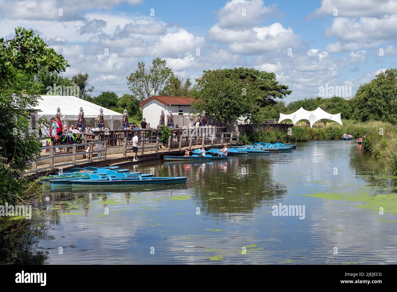 BARCOMBE, EAST SUSSEX, UK - JUNE 26, 2022 : Boating by the Anchor pub ...