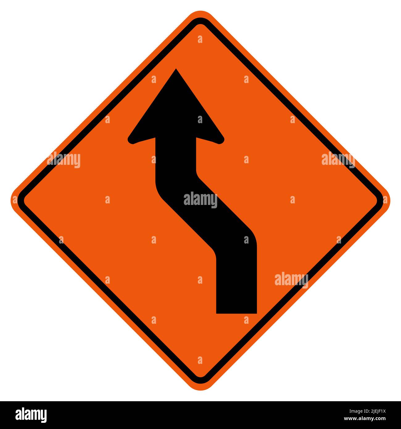 Curved Left Traffic Road Symbol Sign Isolate on White Background,Vector ...