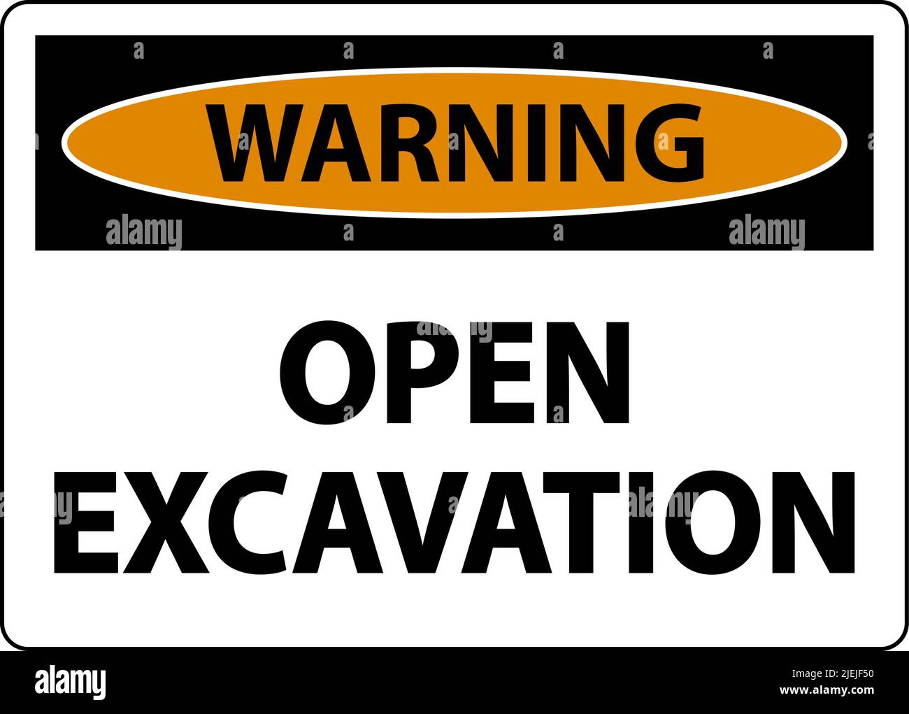 Warning Open Excavation Sign On White Background Stock Vector Image ...