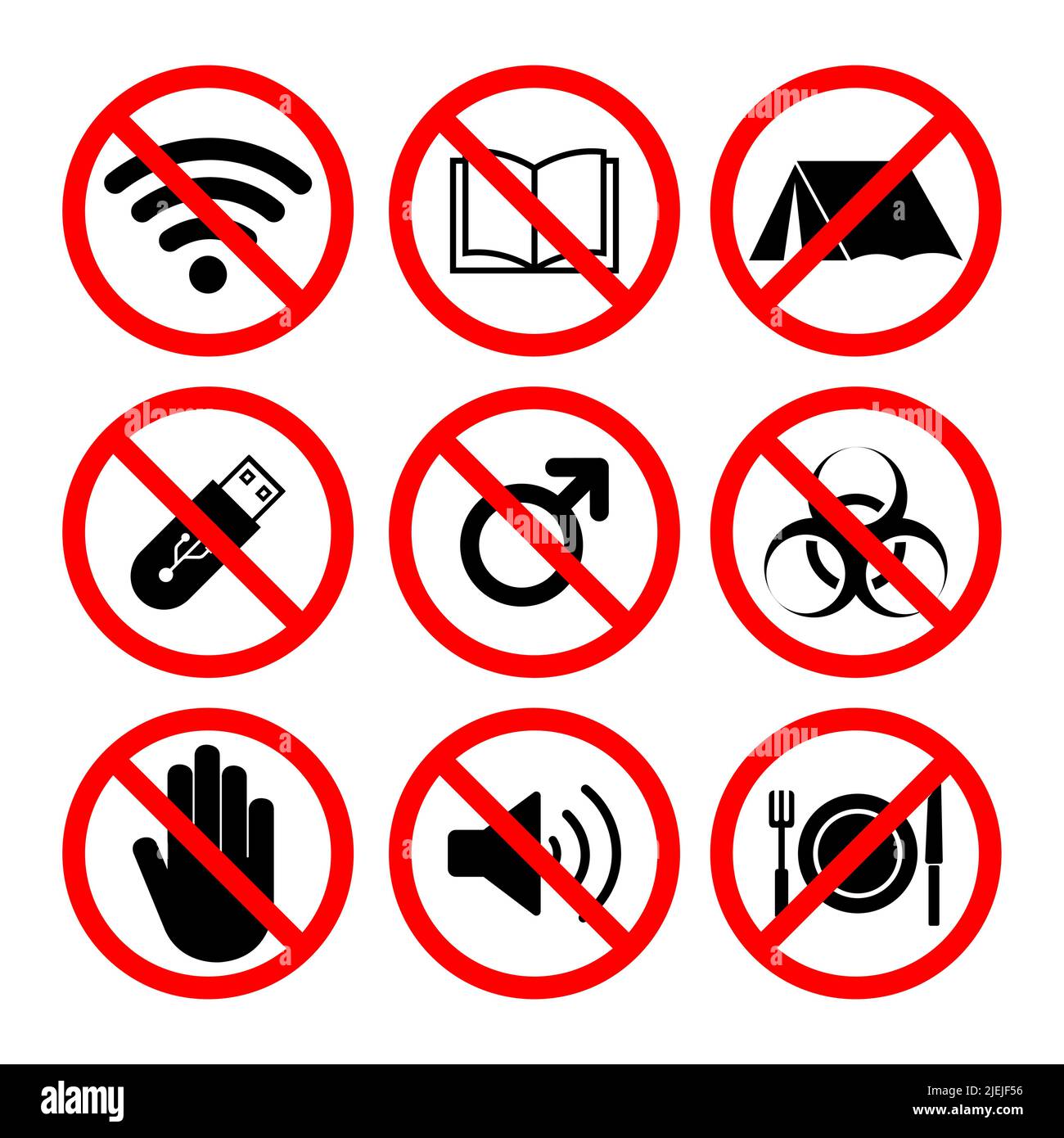Prohibition Signs and Various warning sign icon Symbol Sign Isolate on ...