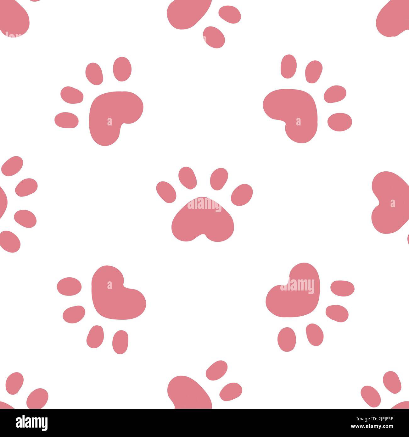 Pink cat seamless pattern. Meow and cat paws background vector ...