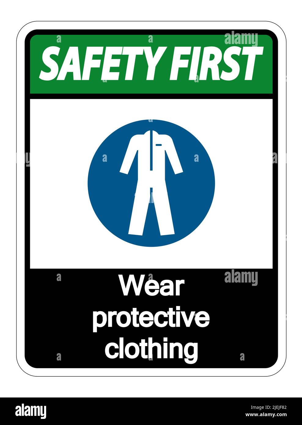 Safety first Wear protective clothing sign on white background,Vector ...