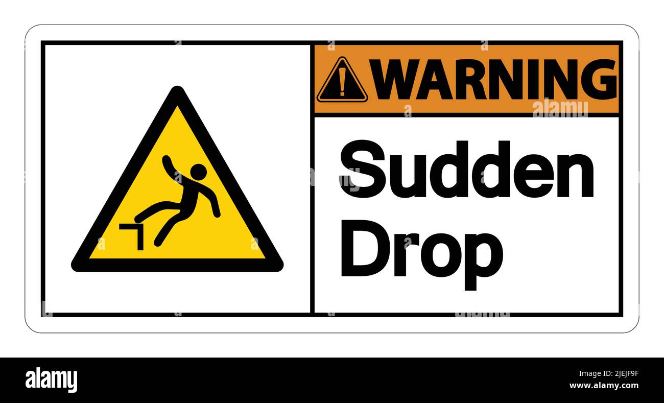 Warning Sudden Drop Symbol Sign On White Background,vector illustration ...