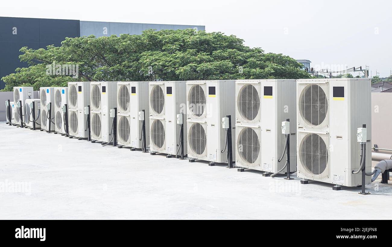 air condition outdoor unit compressor install outside the building ...