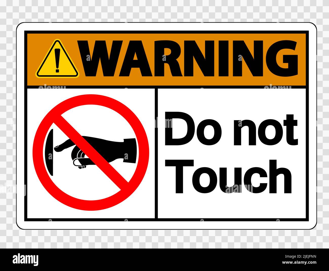 Warning do not touch sign label on transparent background,vector ...