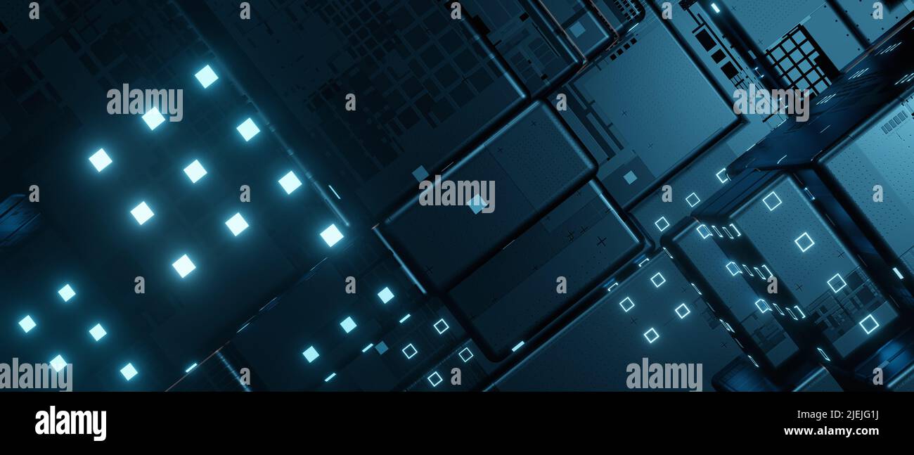 Abstract Luxurious Circuit Board Futuristic Server Code Processing Moods Trendy Blue Banner ...