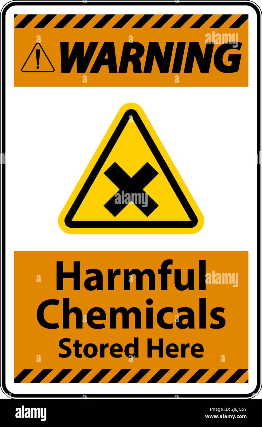 Warning Harmful Chemicals Stored Here Sign On White Background Stock ...