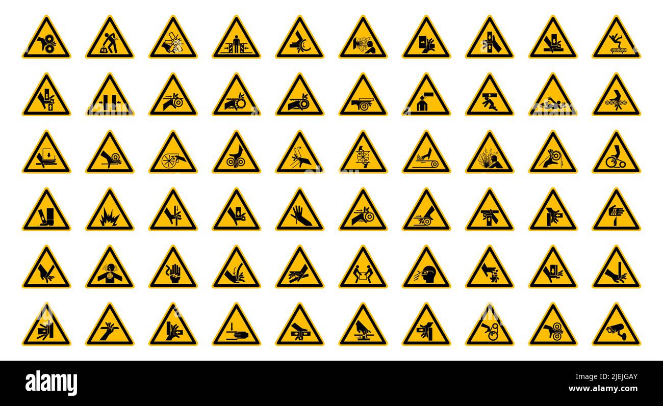 Warning Hazard Symbols labels Sign Isolate on White Background,Vector ...