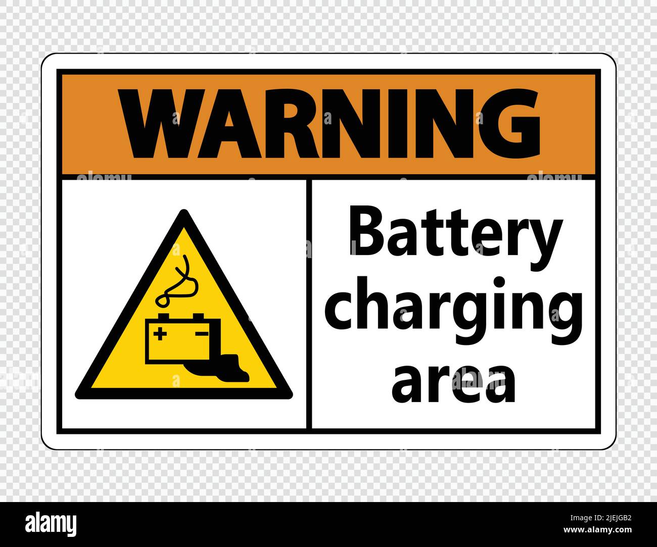 Warning battery charging area Sign on transparent background,vector ...