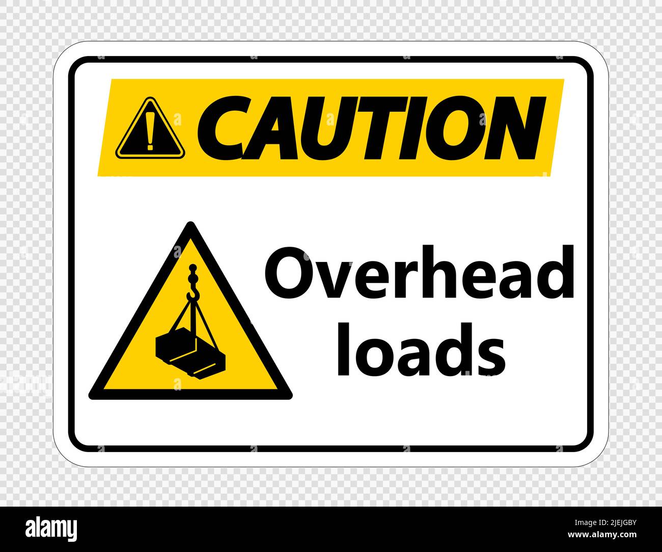 Caution overhead loads Sign on transparent background,vector ...