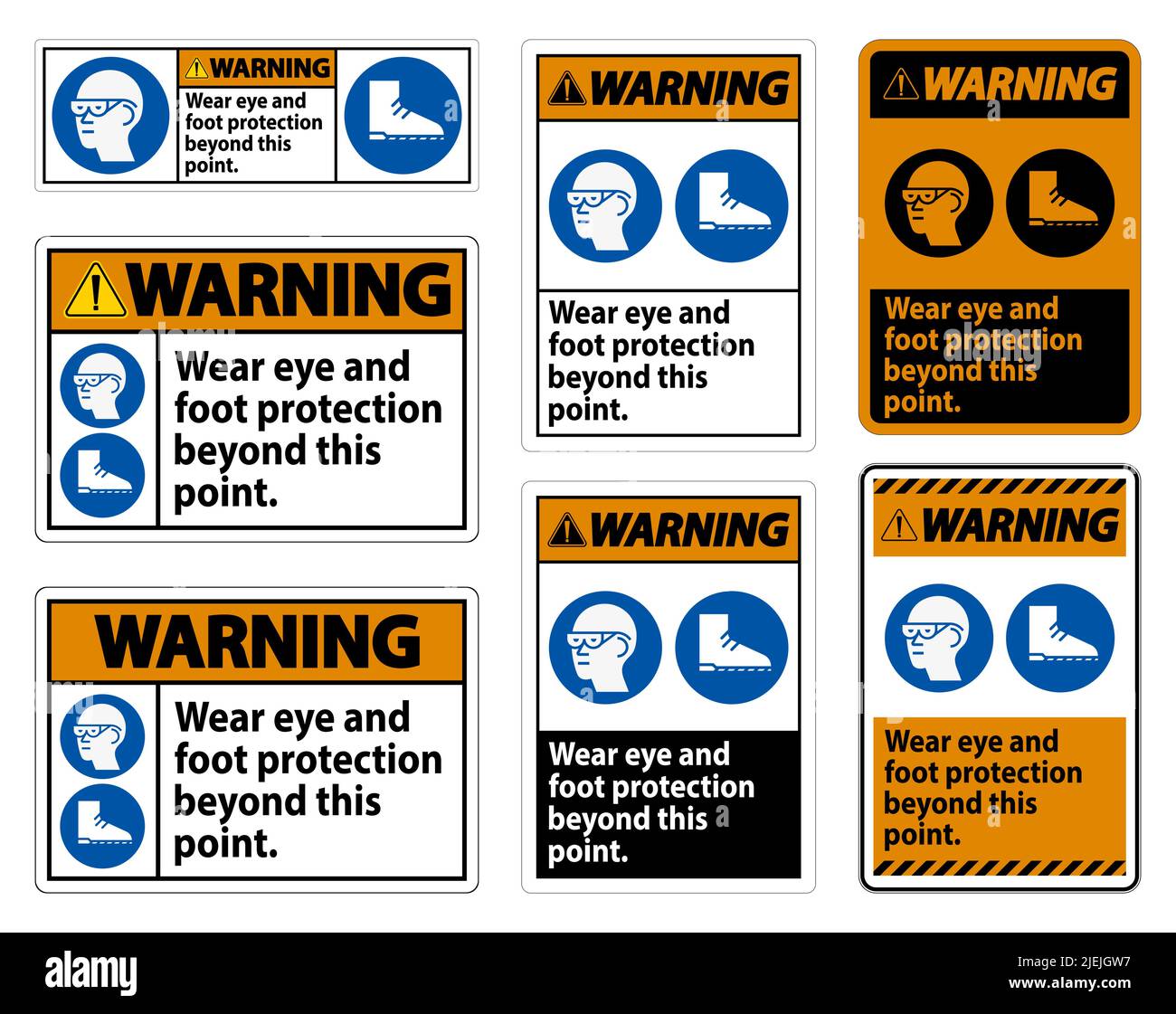 Warning Sign Wear Eye And Foot Protection Beyond This Point With PPE ...