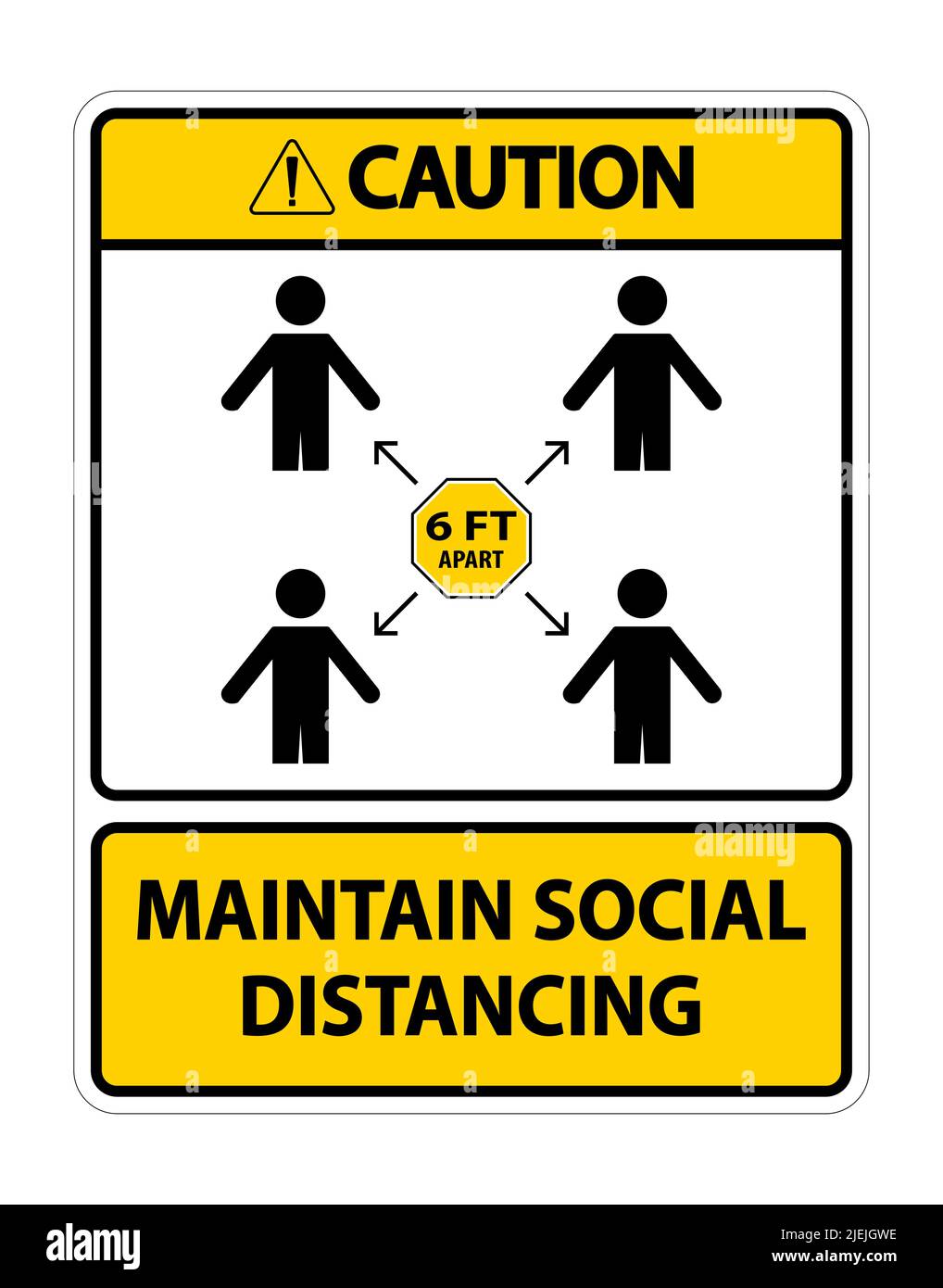 Caution Maintain social distancing, stay 6ft apart sign,coronavirus ...